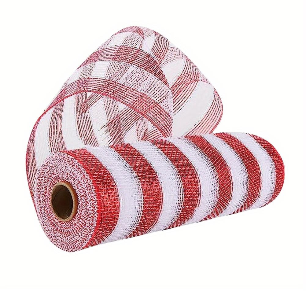 DIY Christmas Ribbon Mesh Roll,25cm x 910cm Decorative Striped Netting ...