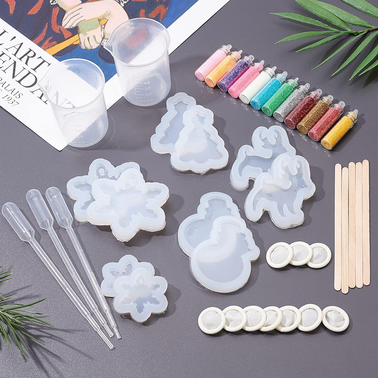 DIY Christmas Silicone Molds Kits Include Birch Wooden Craft Ice Cream ...