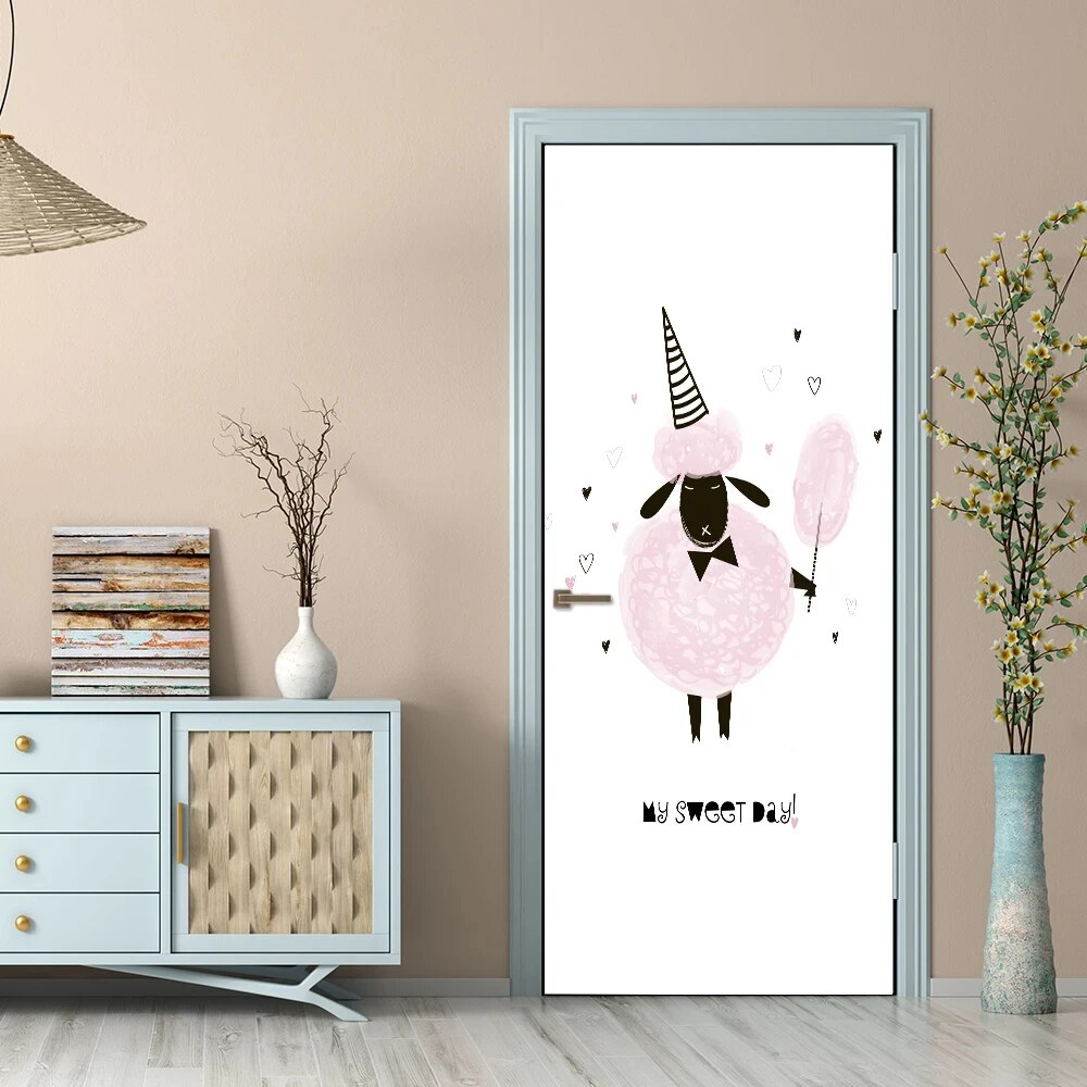 DIY City landscape building door stickers Street wallpaper Living room ...