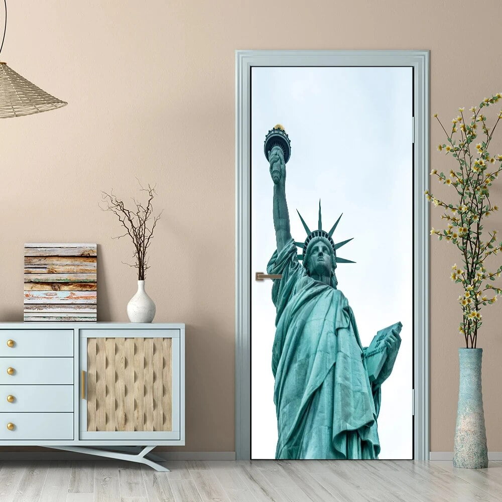 DIY City landscape building door stickers Street wallpaper Living room ...