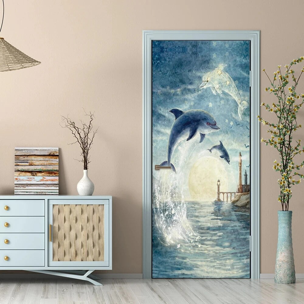 DIY City landscape building door stickers Street wallpaper Living room ...