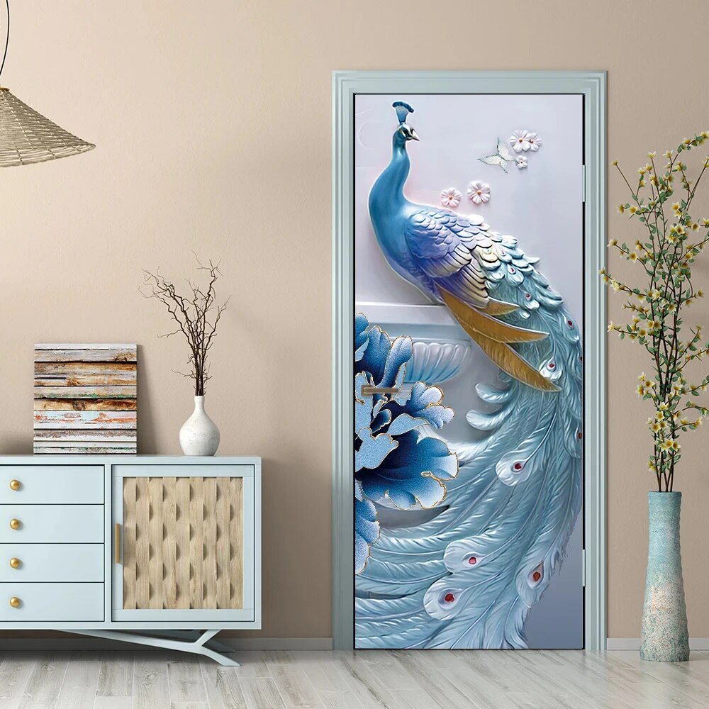 DIY City landscape building door stickers Street wallpaper Living room ...