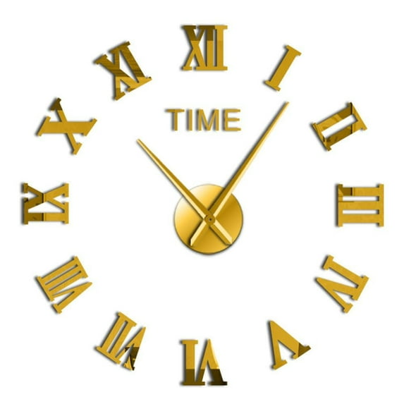 DIY Classic Roman Numerals Wall Clock Modern Clock Watch 3D Acrylic Mirror Surface Kit ...