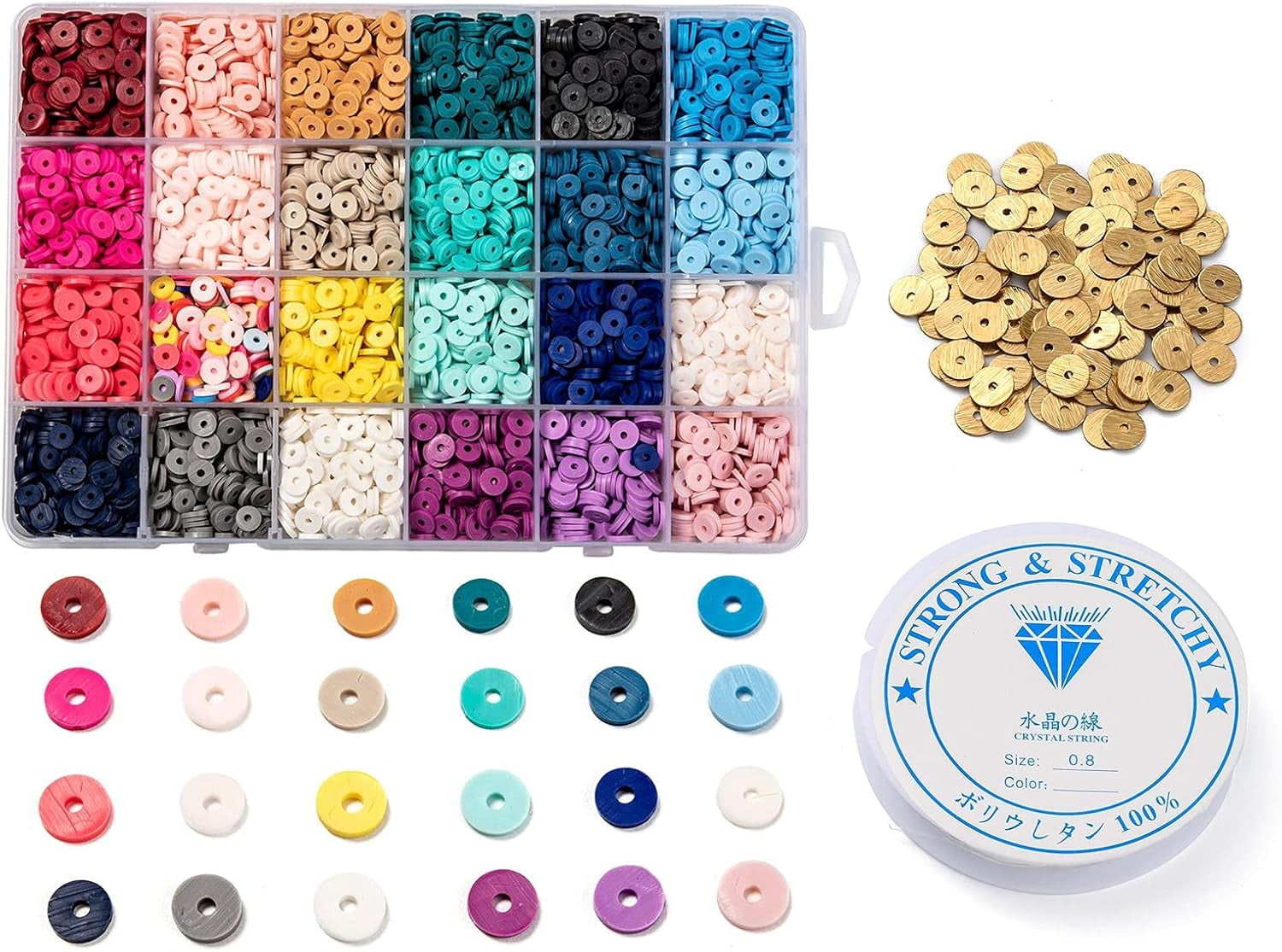 DIY Clay Disc Beads Heishi Beads Flat Round Bulk Brass Spacer Beads ...