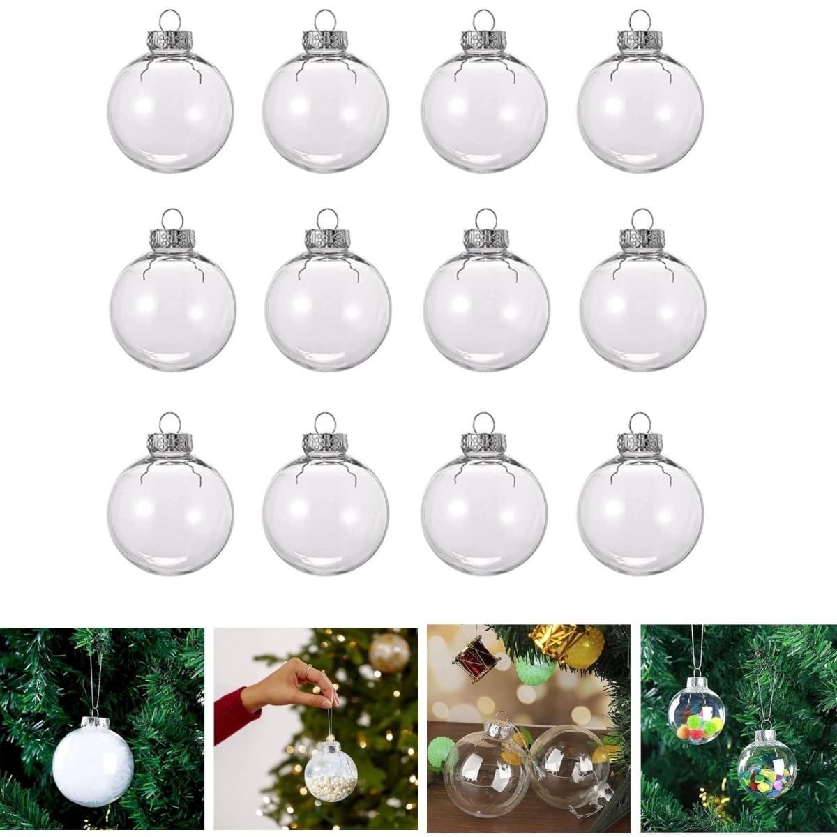 DIY Clear Fillable Christmas Ornaments,12pack of Shatterproof Christmas ...