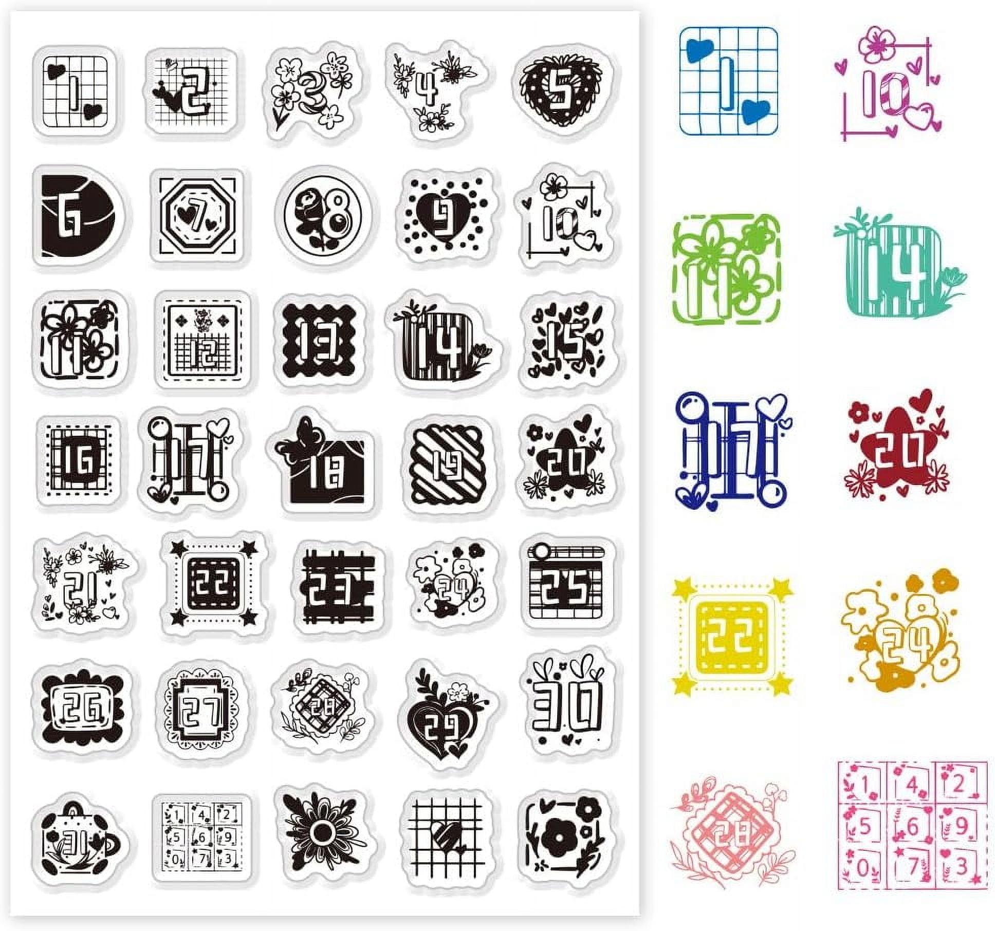 DIY Clear Stamps Grid Silicone Stamps Calendar Flower Clear Stamps for ...