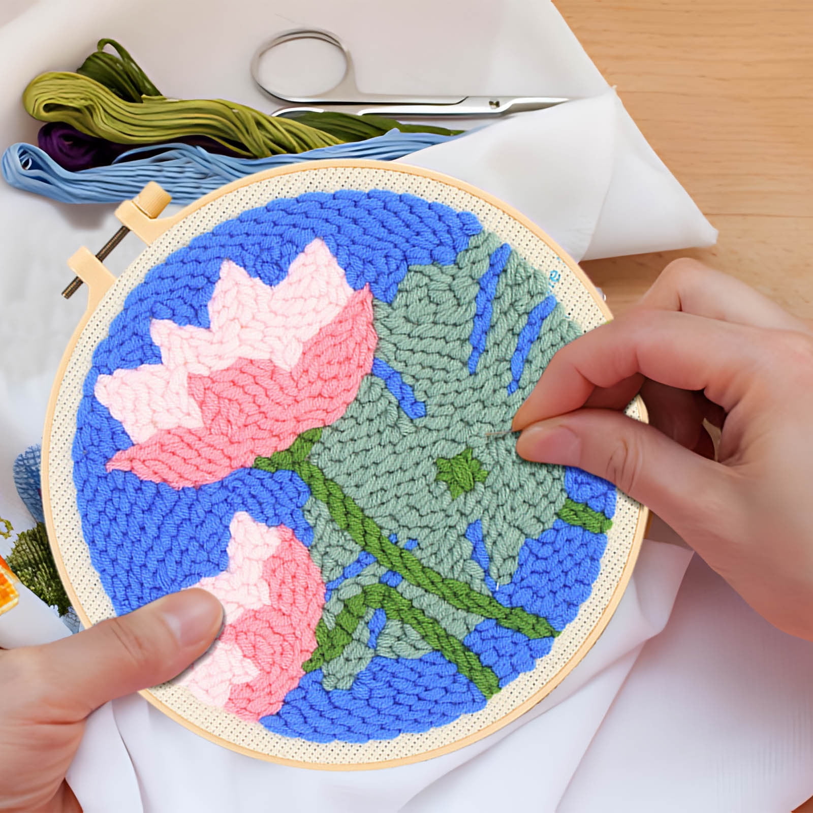 DIY Coarse Yarn Poke Embroidery Kit | Flower Series Designs | Complete ...