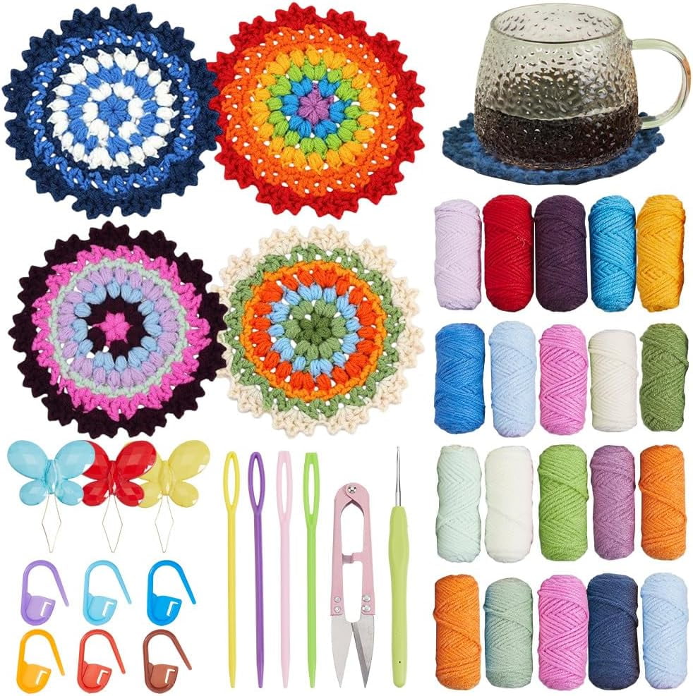 DIY Coaster Knitting Kits including Yarn Needle Threader Instruction ...