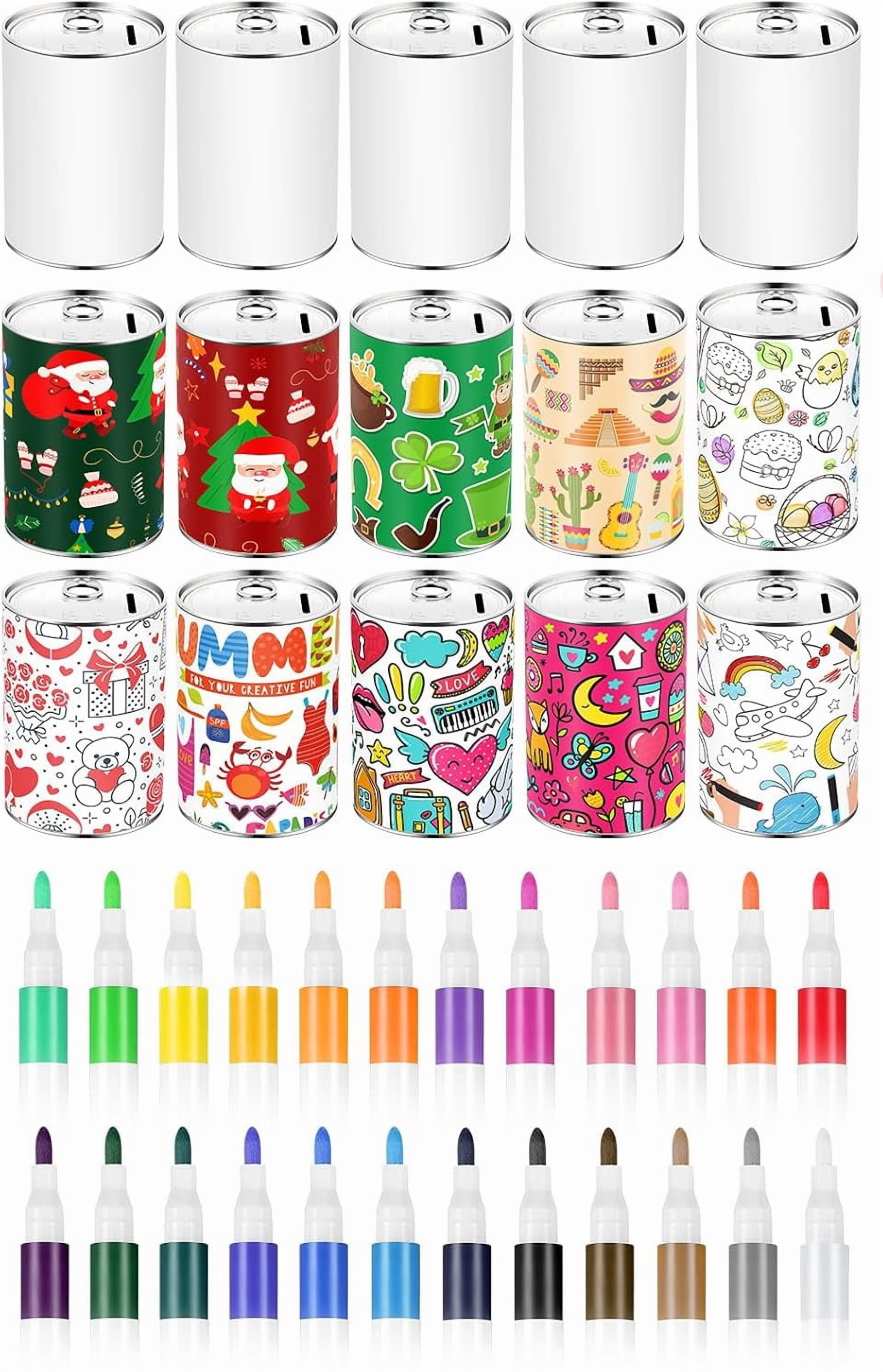 DIY Coin Piggy Bank Metal Money Saving Box with Acrylic Paint Markers ...