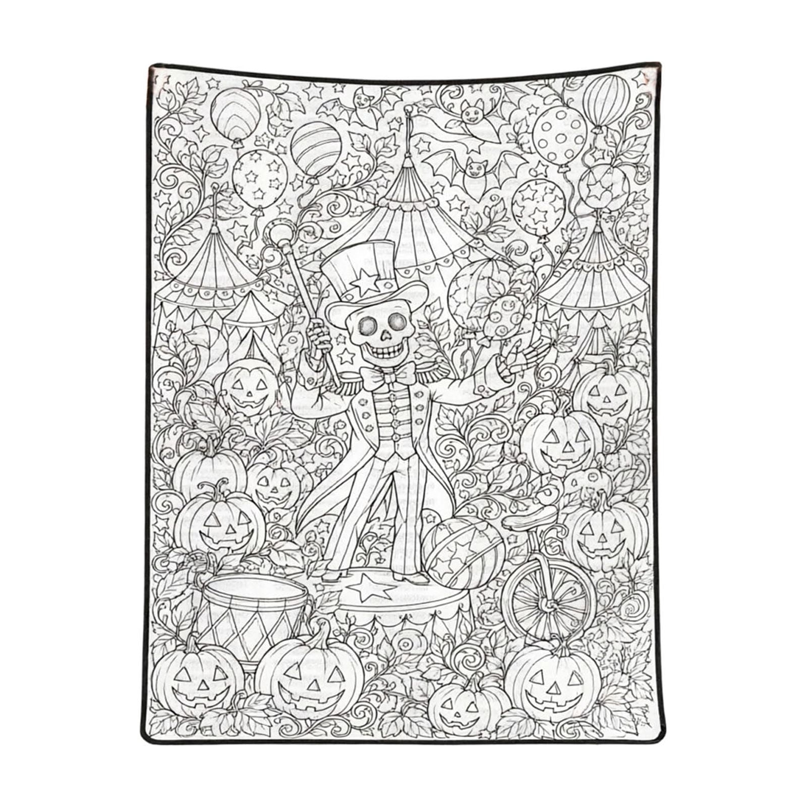 DIY Color Your Own Throw Blanket with Skeleton Ringmaster Circus Design ...