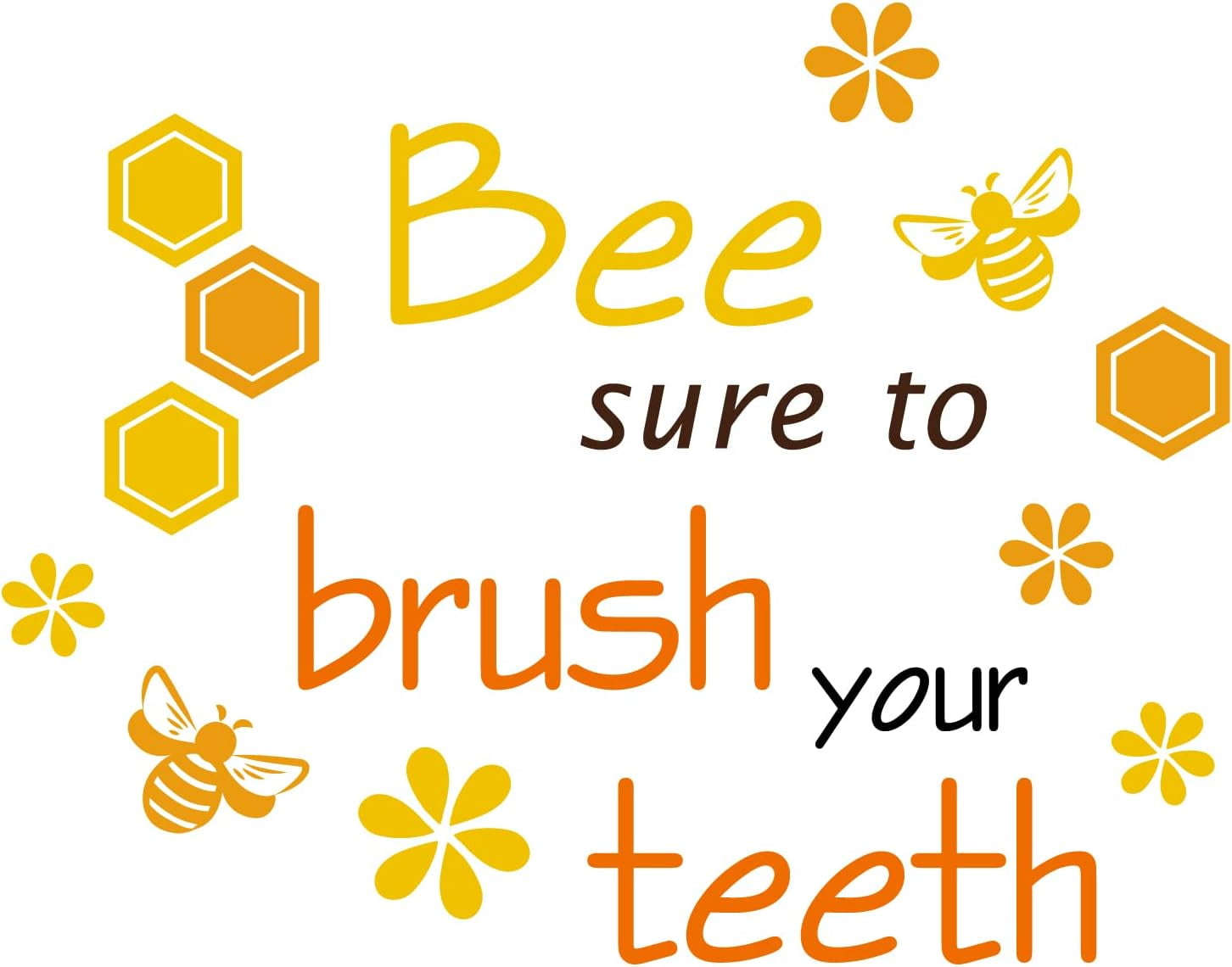 DIY Colorful Brush Teeth Saying Wall Stickers Bee Sure to Brush Your ...