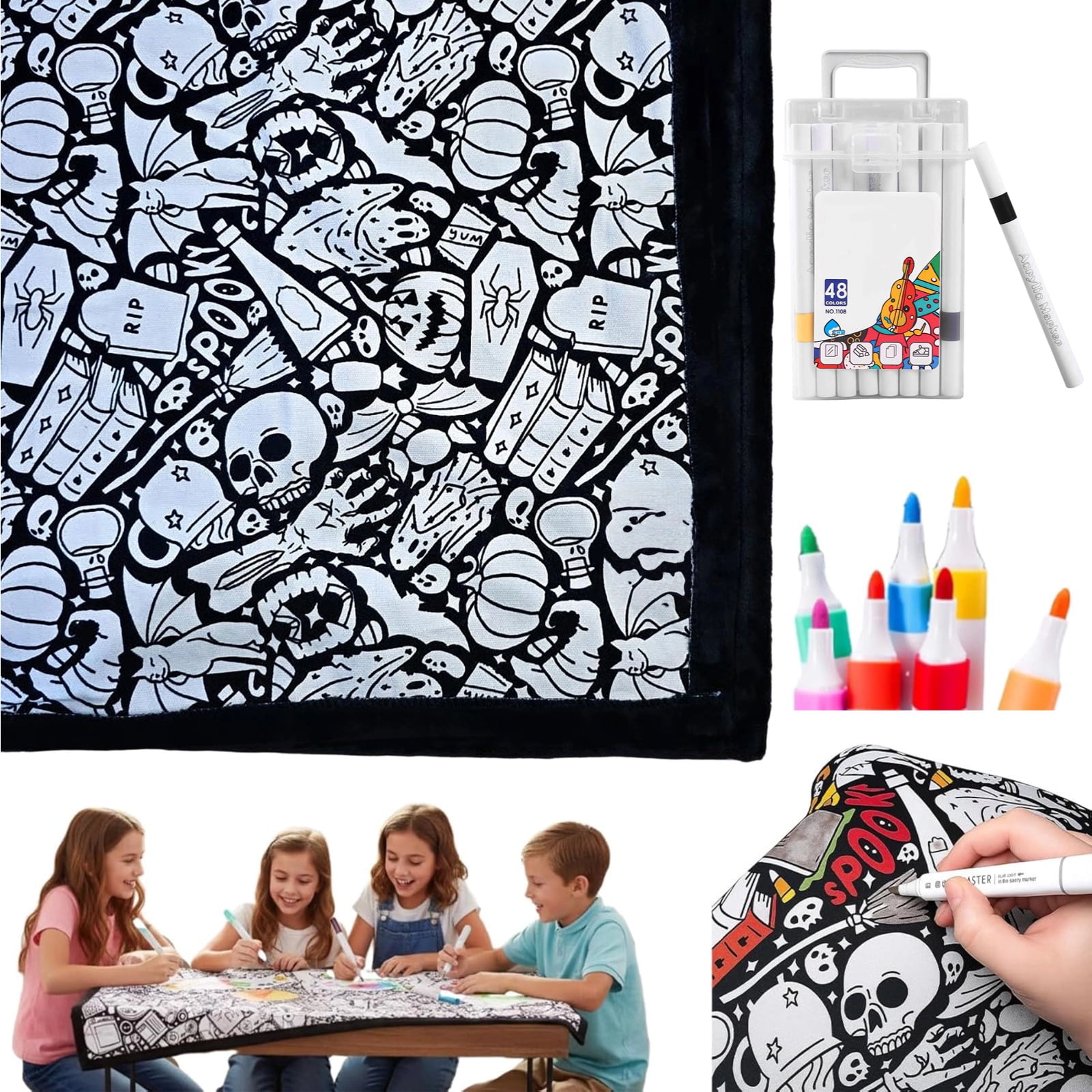 DIY Coloring Blanket for Adults with Custom Colored Pens, Creative Art ...