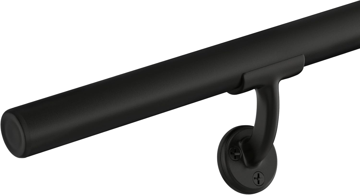 DIY Complete Stair Railing Kit (Black Textured, 4' Length) - Aluminum ...