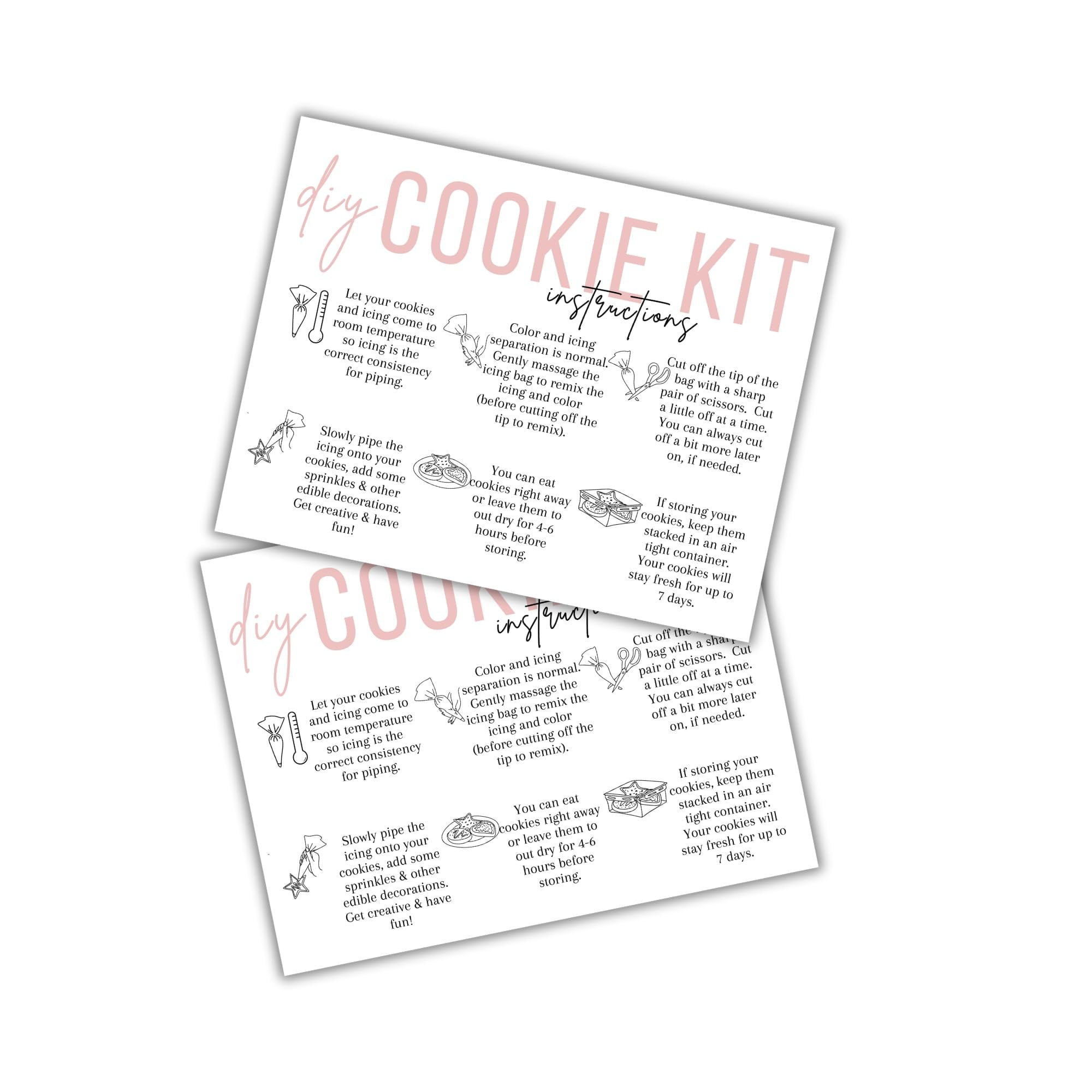 DIY Cookie Kit Instruction Cards 30 pk 4.25x5.5 Decorate Your Own ...