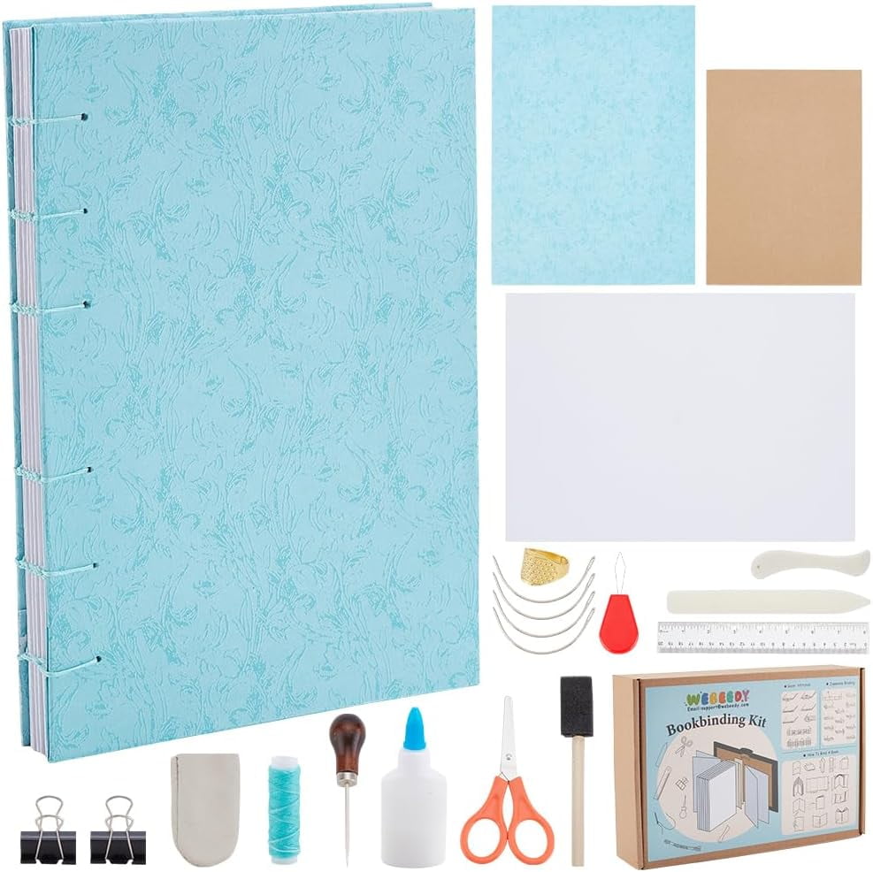 DIY Coptic Stitch Bookbinding Kit 61 Pcs Hand Book Binding Kit Starter Tools Set Including ...