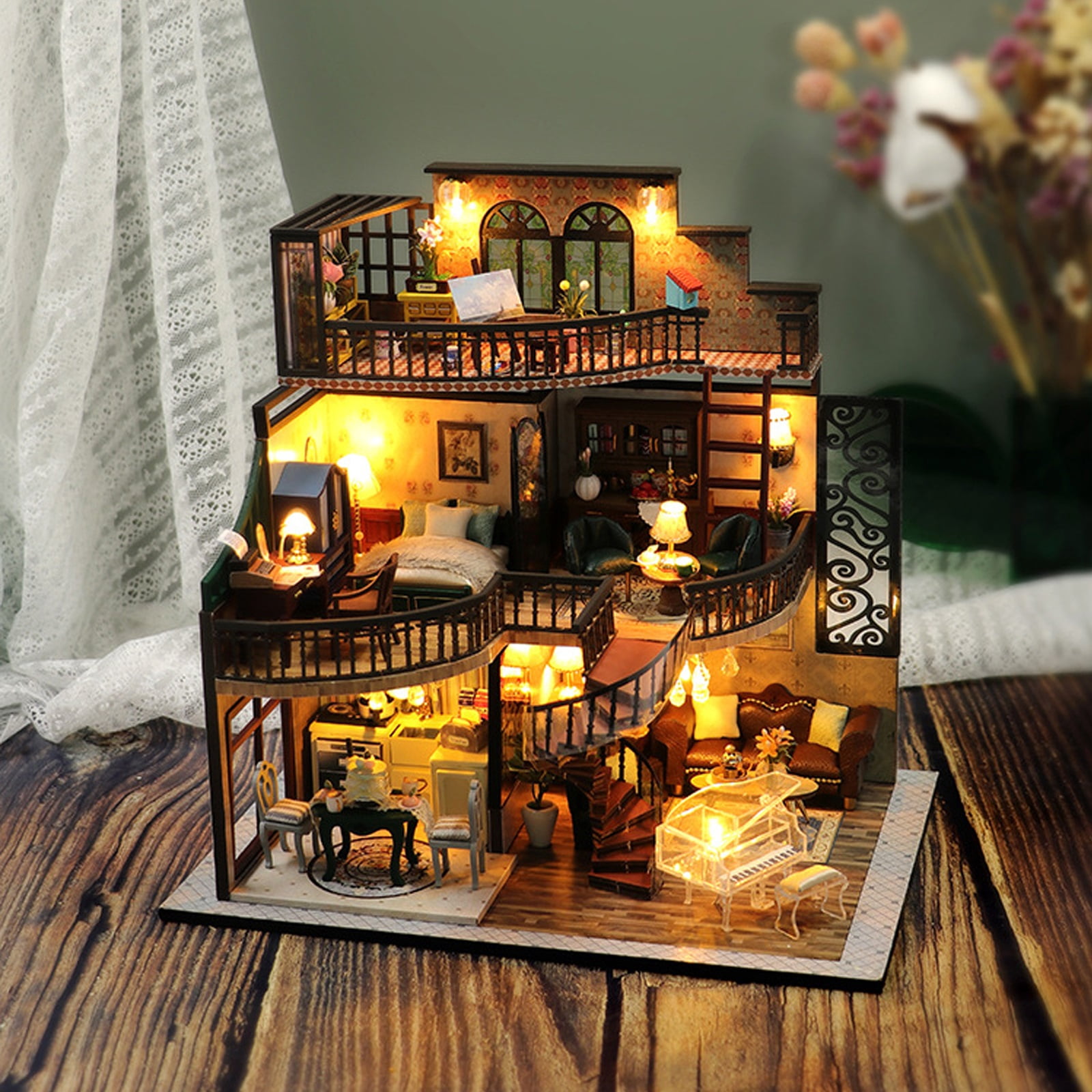 DIY Cottage Assembly Creative Toy Loft Retro Luxury Building Model 3D ...