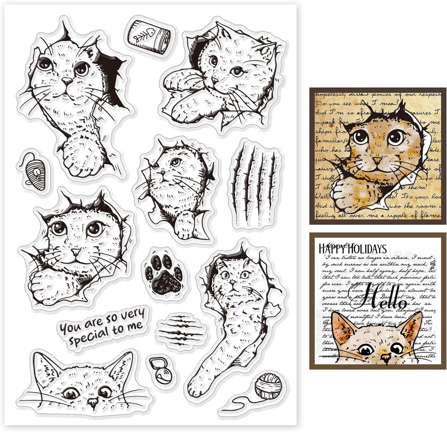 DIY Crack and Cat Clear Stamps for Cards Making Cartoon Animal Clear ...