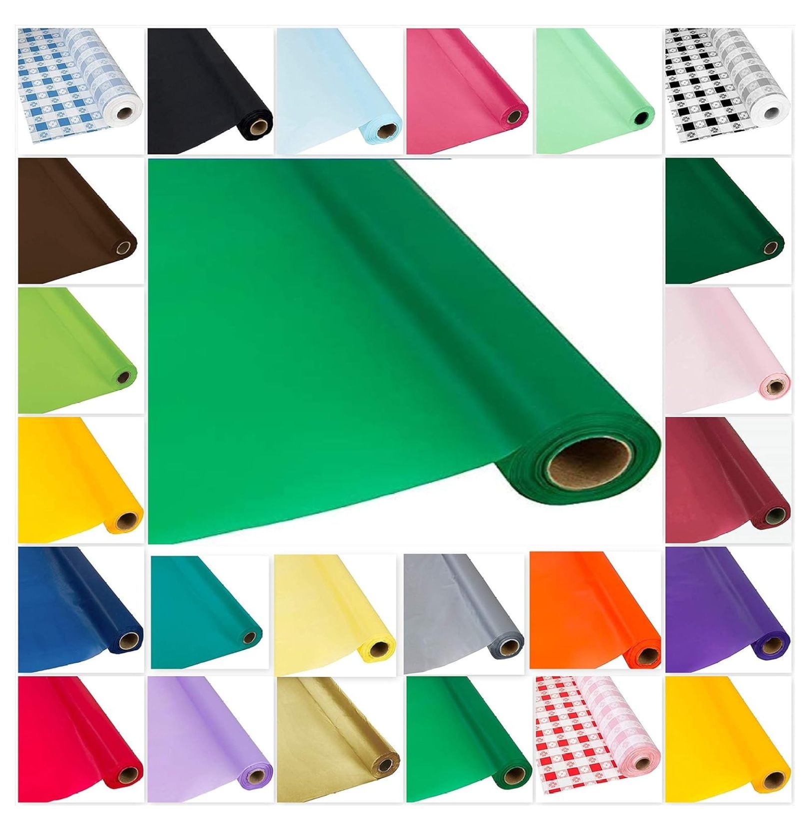 DIY Craft Green Plastic Table Cover Roll-300 Feet Long (26 Colors ...