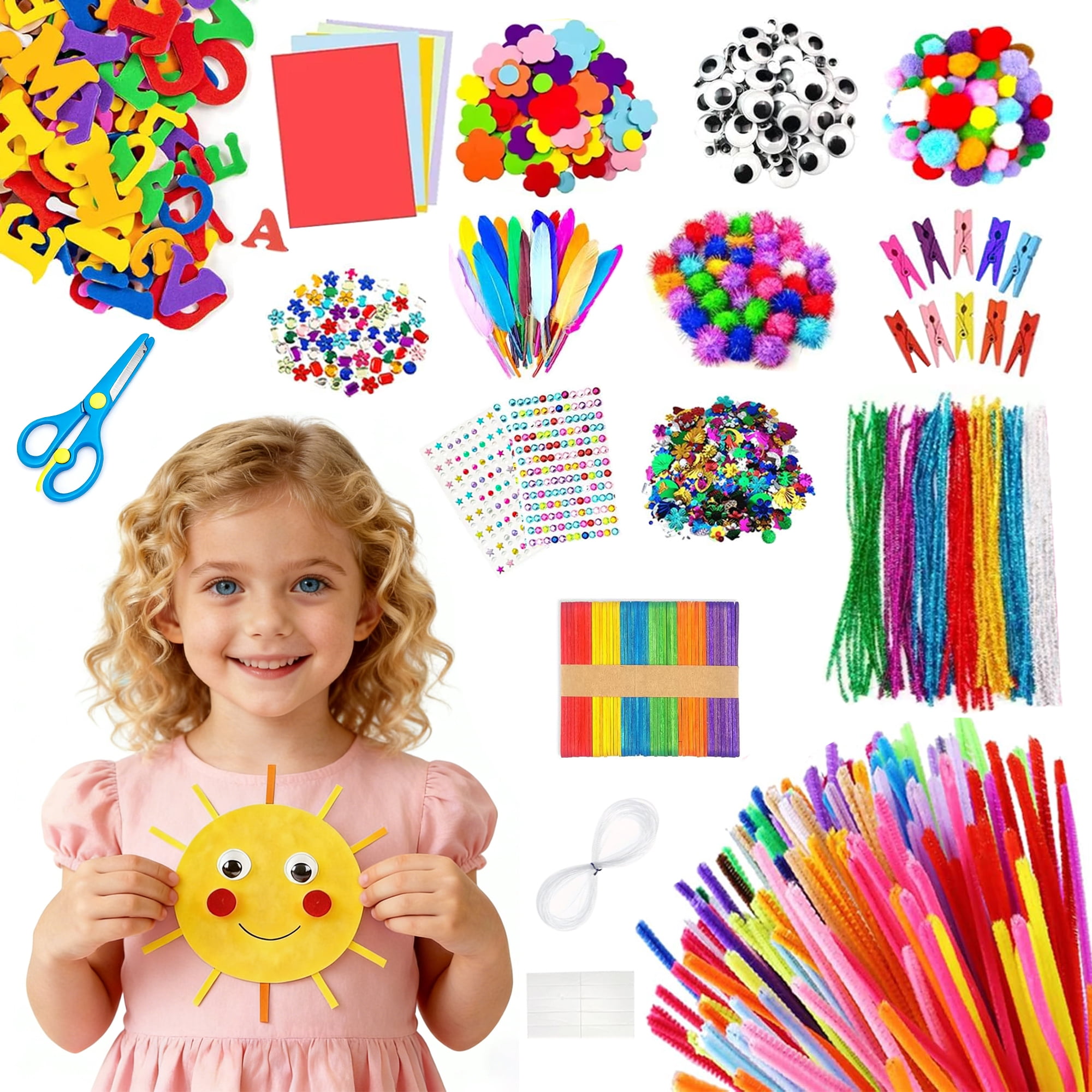 GARITIN Arts and Crafts Supplies for Kids, 1200+Pcs Creative Art Kit ...