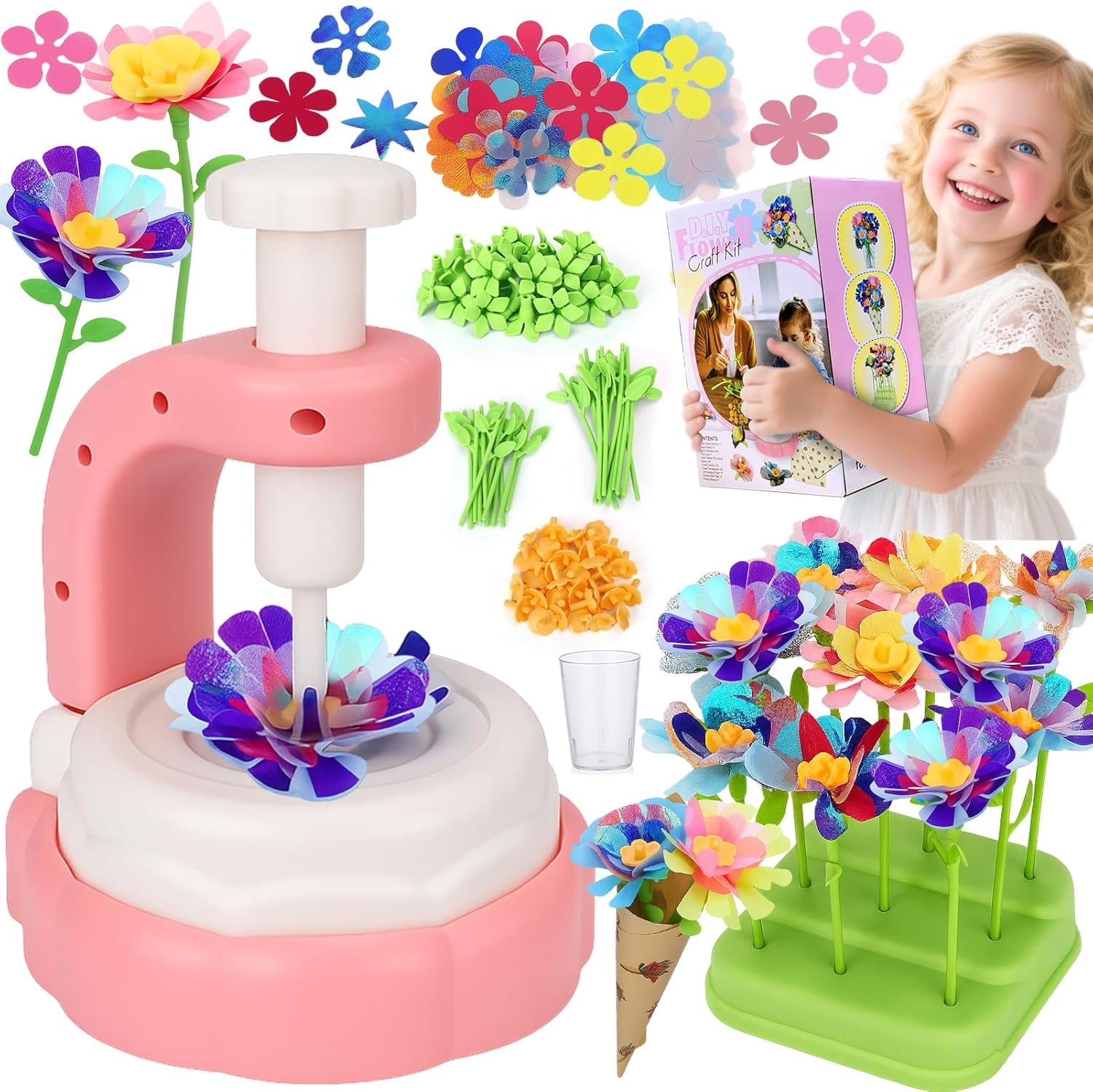 DIY Craft Kits Toys for Kids, Fabric Flower Bouquets Toys, Build Your ...