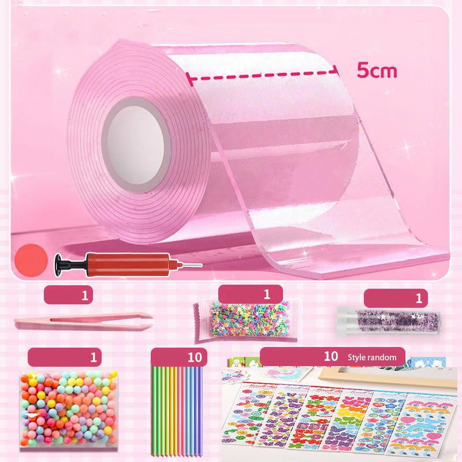 DIY Craft Pinch Toy Making Blowable Bubble Tape Set Non-Marking Double-Sided Adhesive Reusable ...