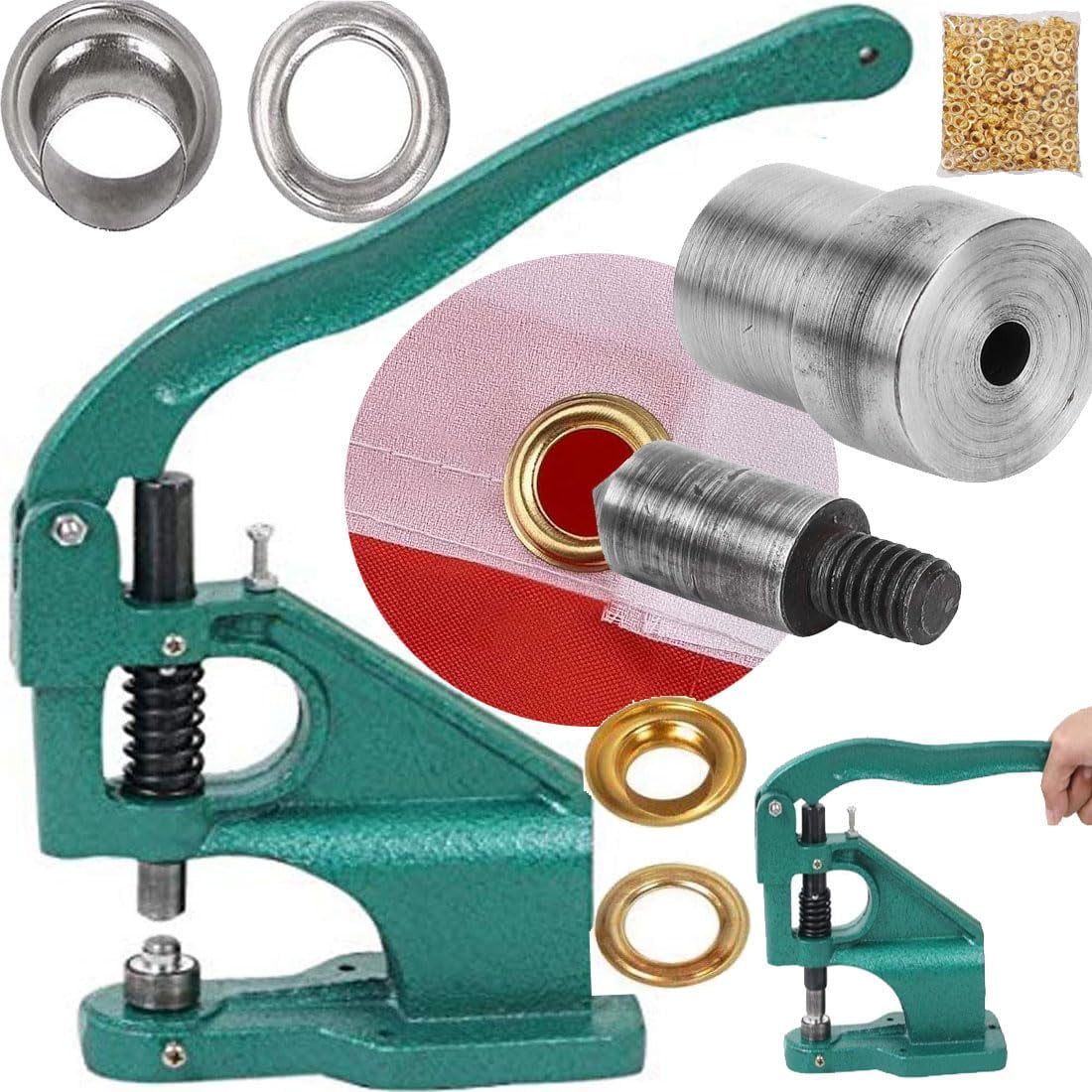 DIY Crafts 1 Set HeavyDuty Cast Iron Hand Press Grommet Machine Kit ...