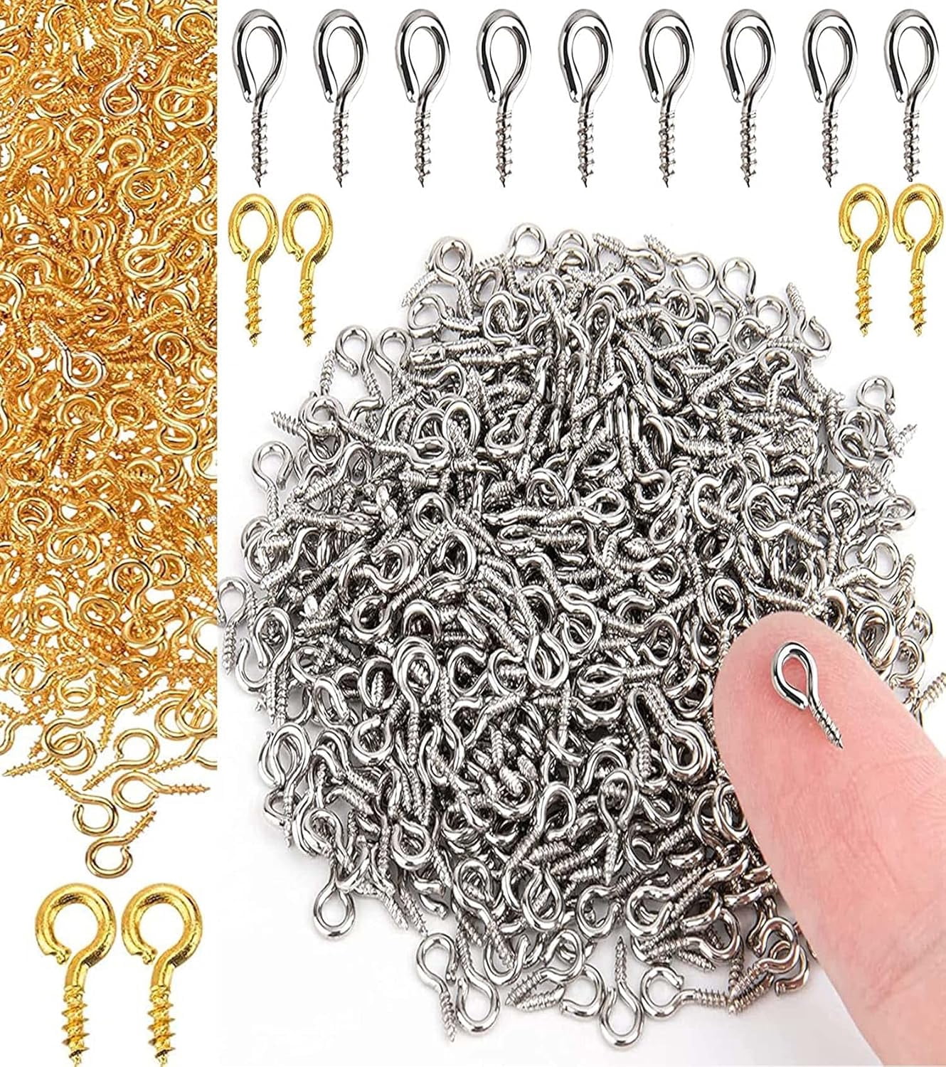 DIY Crafts 10x KC Gold Small Screw Eye Pins 4 x 8mm Eye Pin Hooks ...