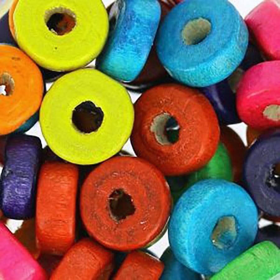DIY Crafts 130 Mixed Unassorted Wooden Beads Color Round Multicolor As ...