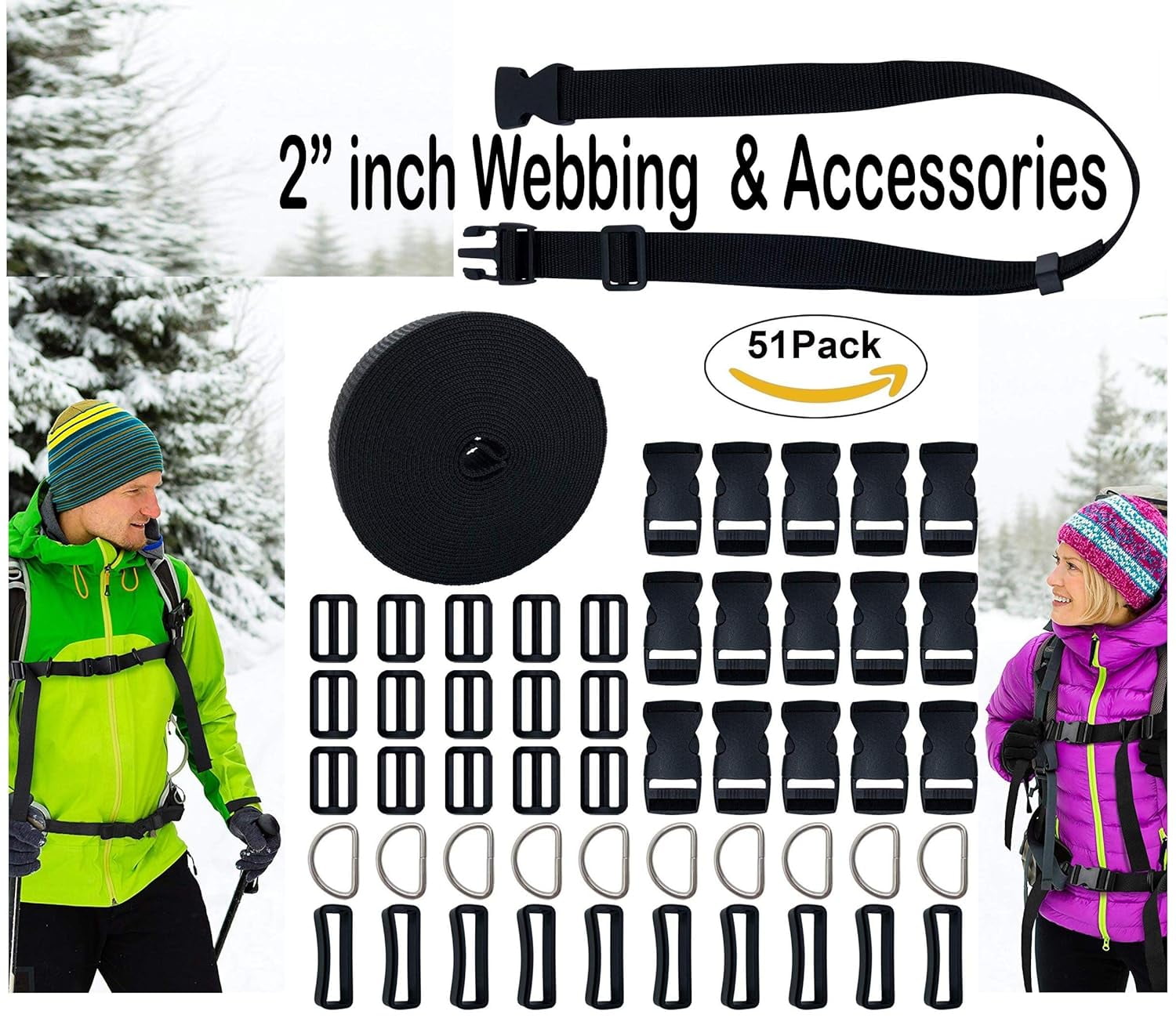 DIY Crafts 153 Pcs 3 Set 2 inch Webbing Accessories Multi Kit 2 inch ...