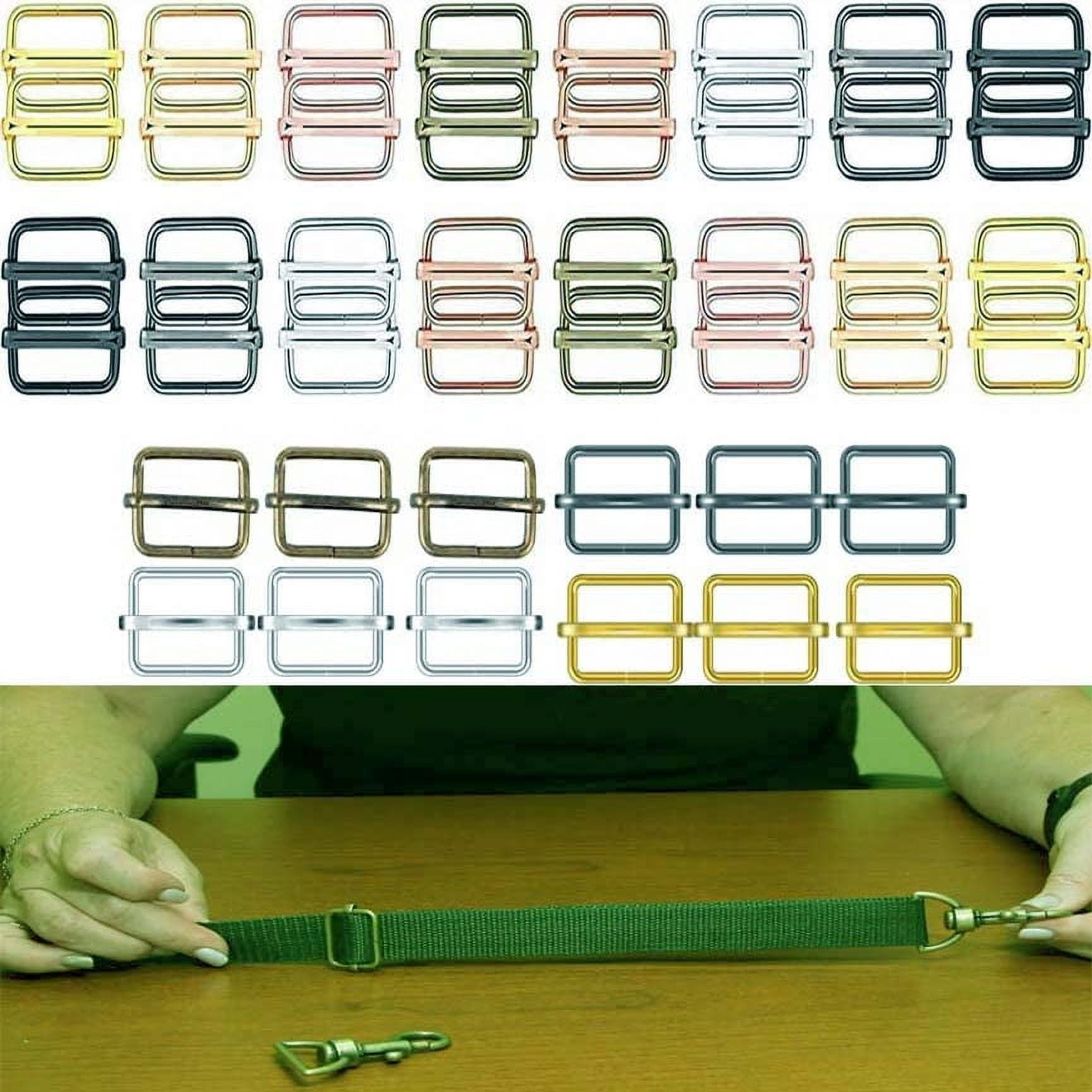 DIY Crafts 1inch 4 Pcs Slide Buckles Gold 1inch Round Swivel Snap Hooks and Round Rings Metal ...