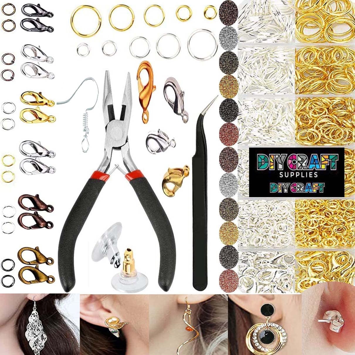 DIY Crafts 300 Grm Gold 1000 Jump Rings 20 Pcs Lobster Clasps Jewelry ...