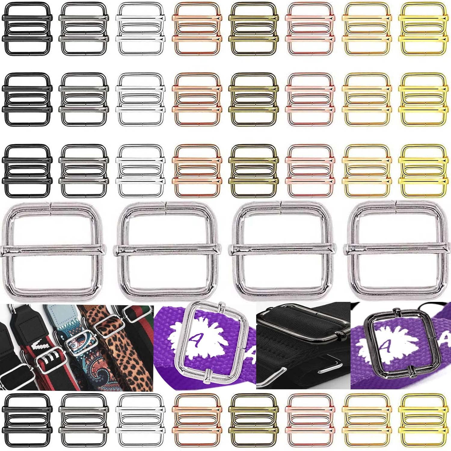 DIY Crafts 5 Pcs Slide Buckles Silver Round Swivel Clasps with D Rings ...