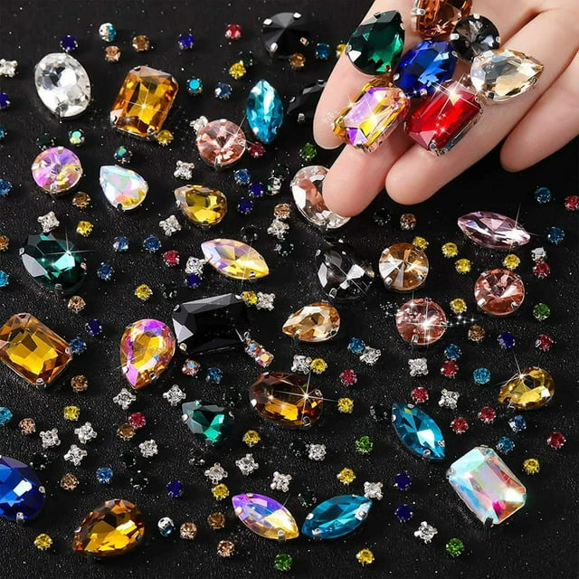 DIY Crafts 50 Pcs Gold Claw Clear Sew on Rhinestones Claw Flatback ...