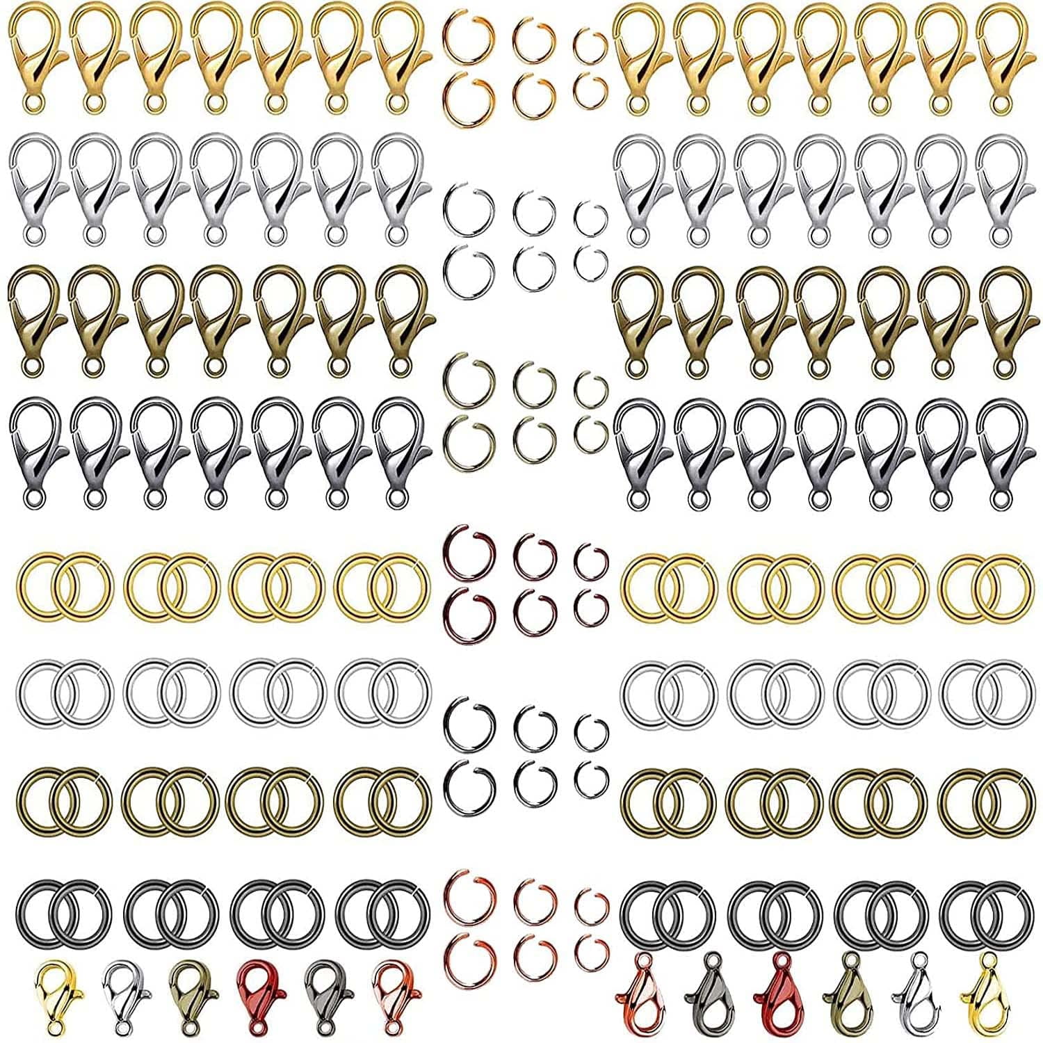 DIY Crafts 500 Grm Bronze Jewelry 1000 Jump Rings 20 pcs Lobster Claw ...