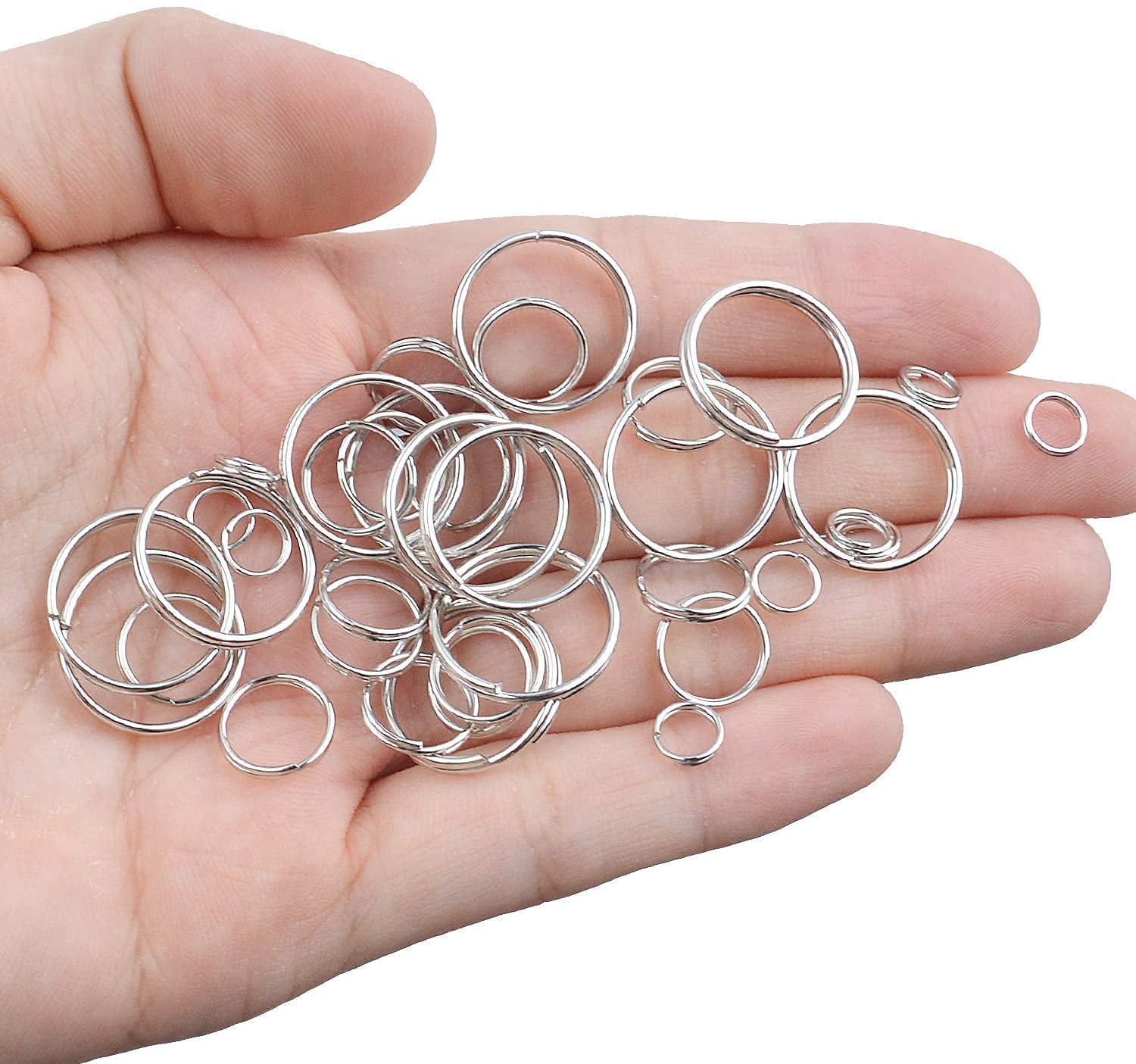 DIY Crafts 70 Pcs Silver 61015mm Double Loop Jump Rings Small Key Chain Rings Round Metal Split ...