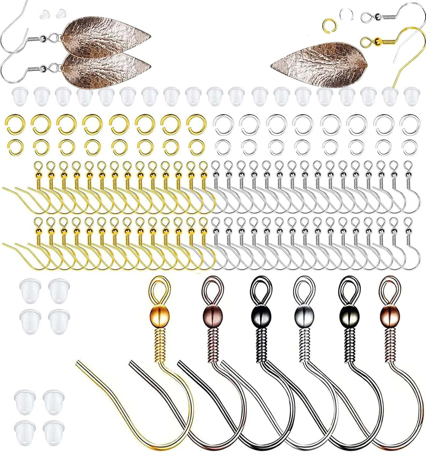 DIY Crafts 800 Gram Cyan 1000 Jump Rings 30x French Wire Earring Hooks ...