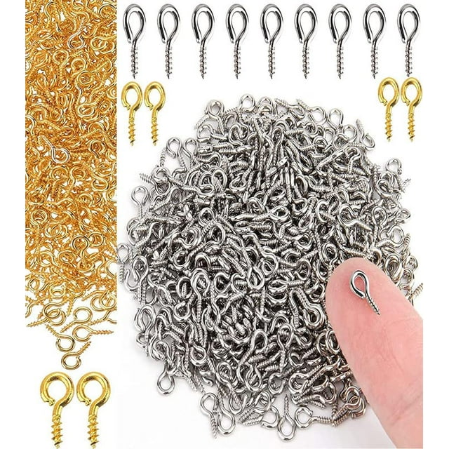 DIY Crafts 80x Silver Small Screw Eye Pins 4 x 8mm Eye Pin Hooks ...