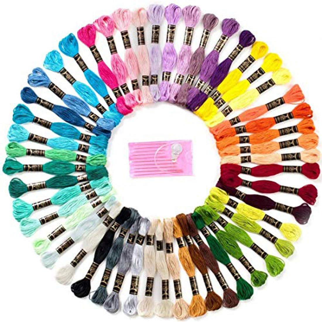 DIY Crafts Pack Of 75 Pcs White Extra Embroidery Floss Rainbow Color ...