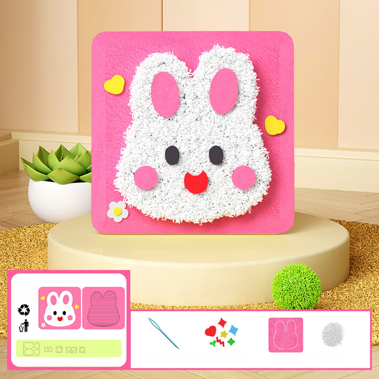 DIY Creative Hand Sewing Yarn Embroidery Kit for Kids Cartoon Non-Woven ...