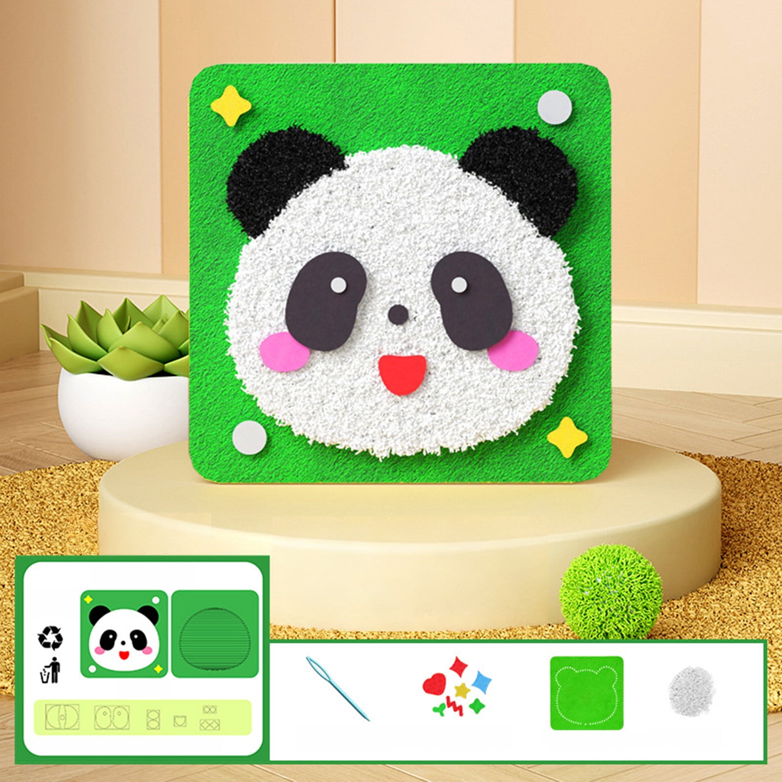 DIY Creative Hand Sewing Yarn Embroidery Kit for Kids Cartoon Non-Woven ...