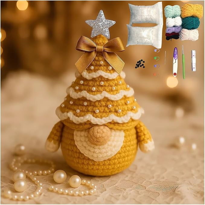 DIY Crochet Christmas Tree Gnome Kit, Christmas Gnomes Crochet Kit for Beginner in Compilation ...