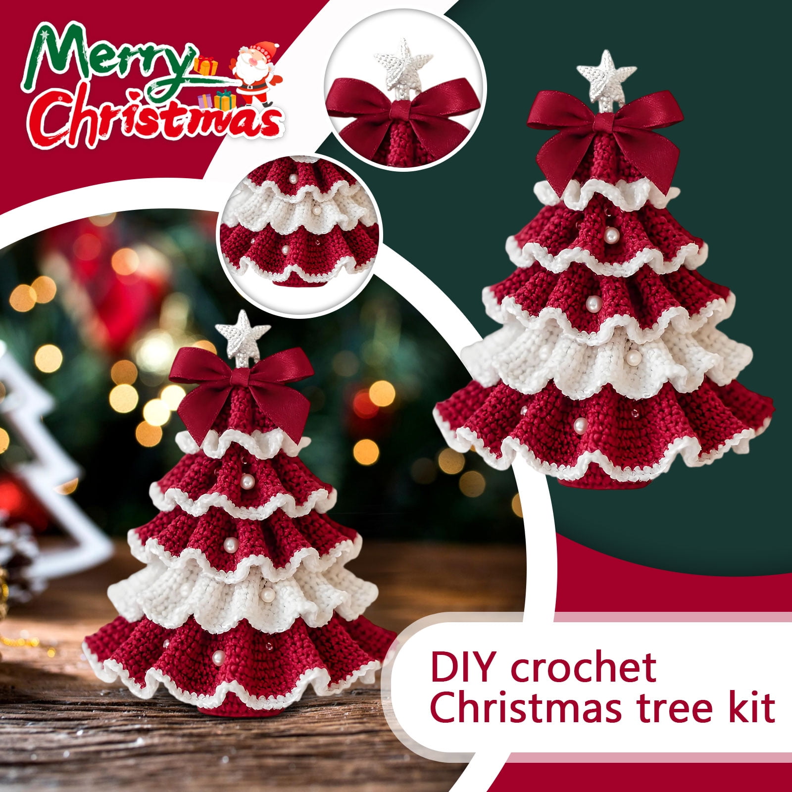 DIY Crochet Christmas Tree Kit - Complete Craft Set with Yarn, Hook ...