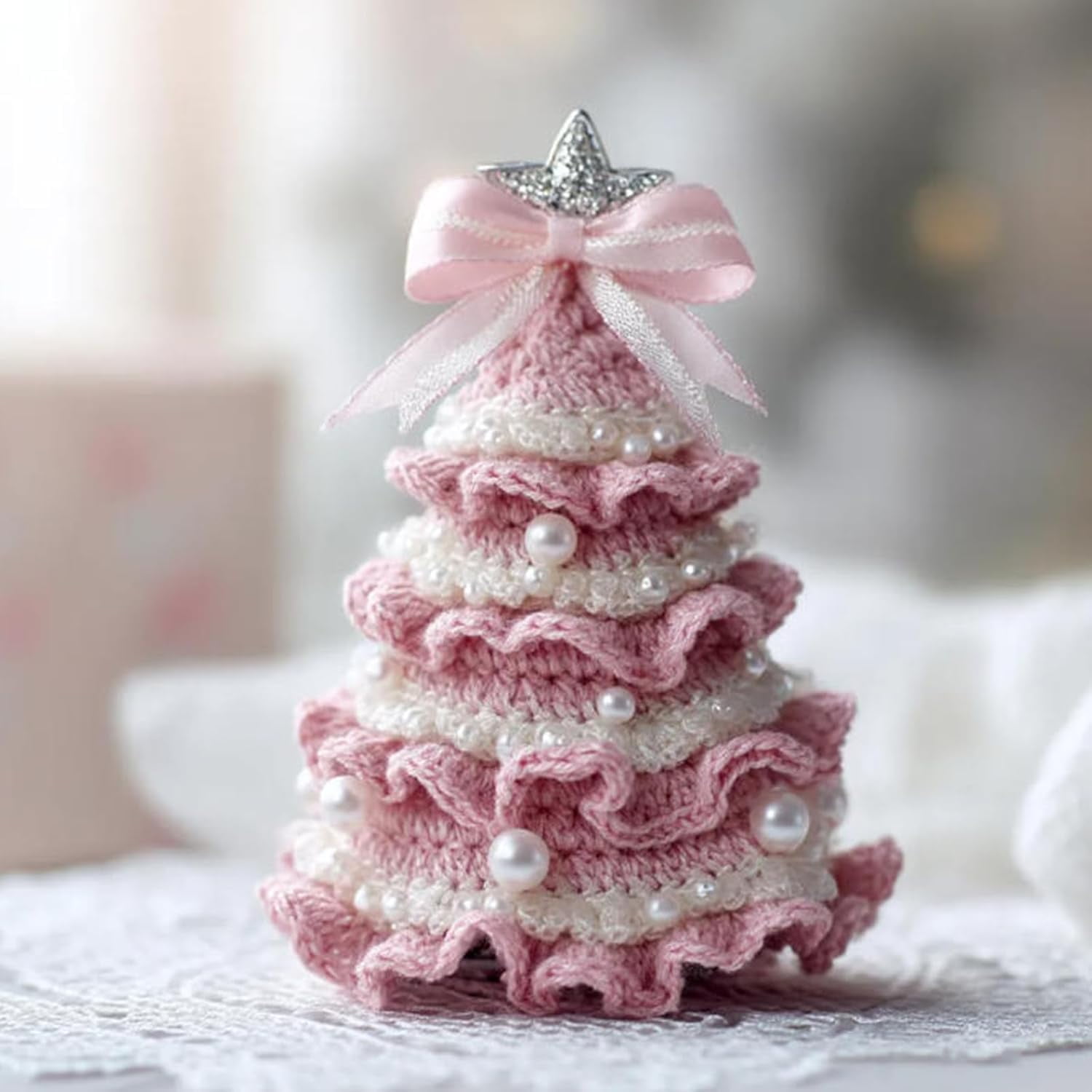 DIY Crochet Christmas Tree Kit,Handmade Crochet Christmas Tree,Tree Bow ...