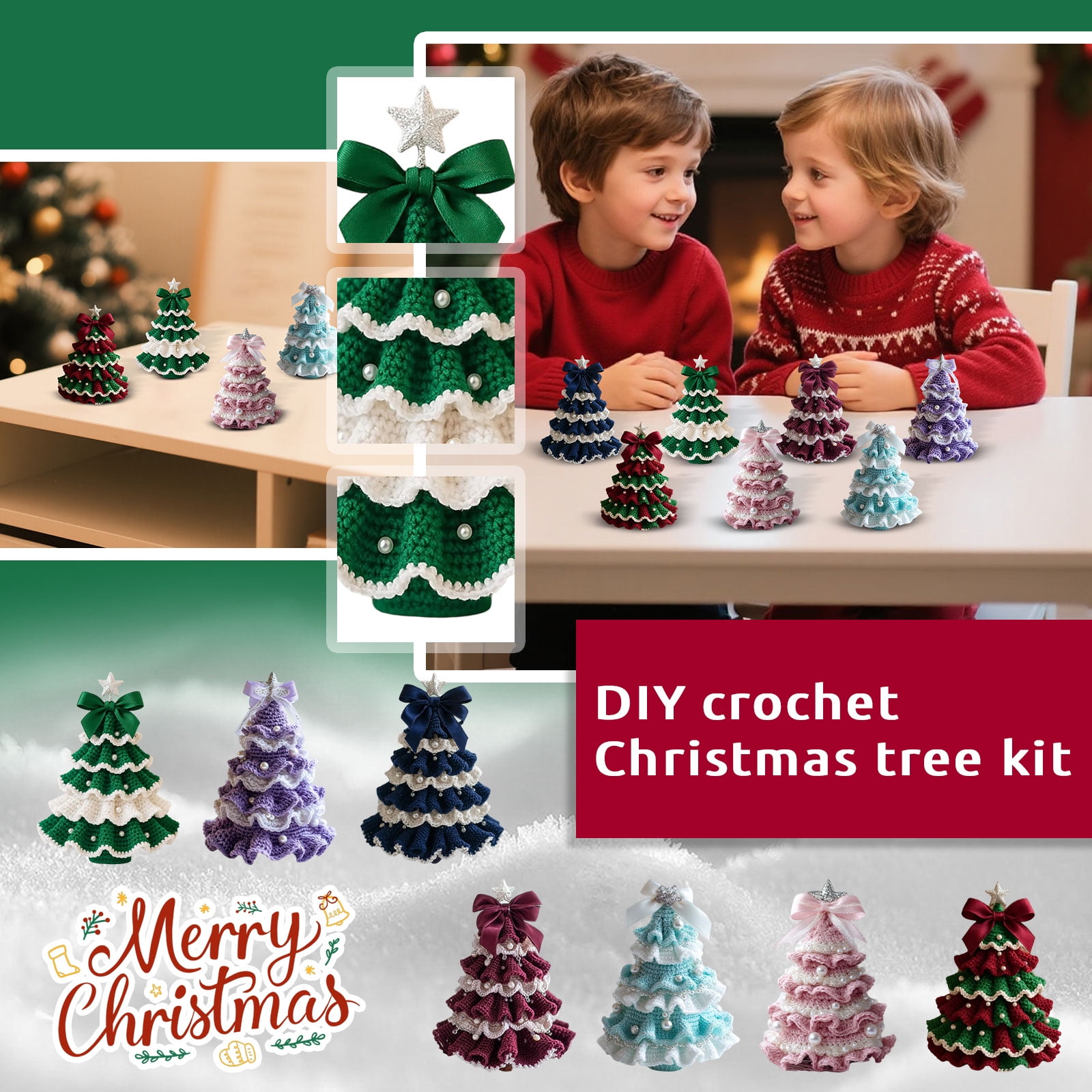 DIY Crochet Christmas Tree Kit – Handmade Holiday Decoration Set ...