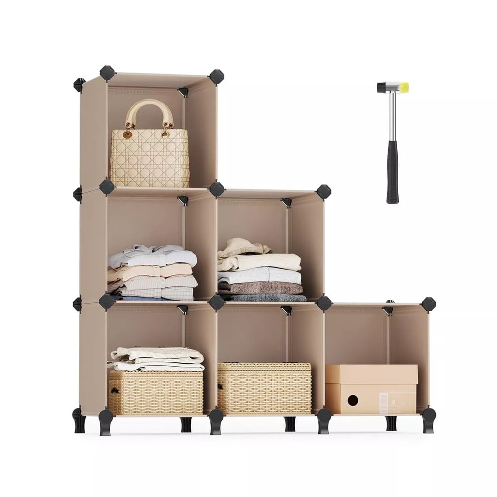 DIY Cube Storage Rack Cabinet Bookshelf 6 Cubes - Camel Brown - New ...