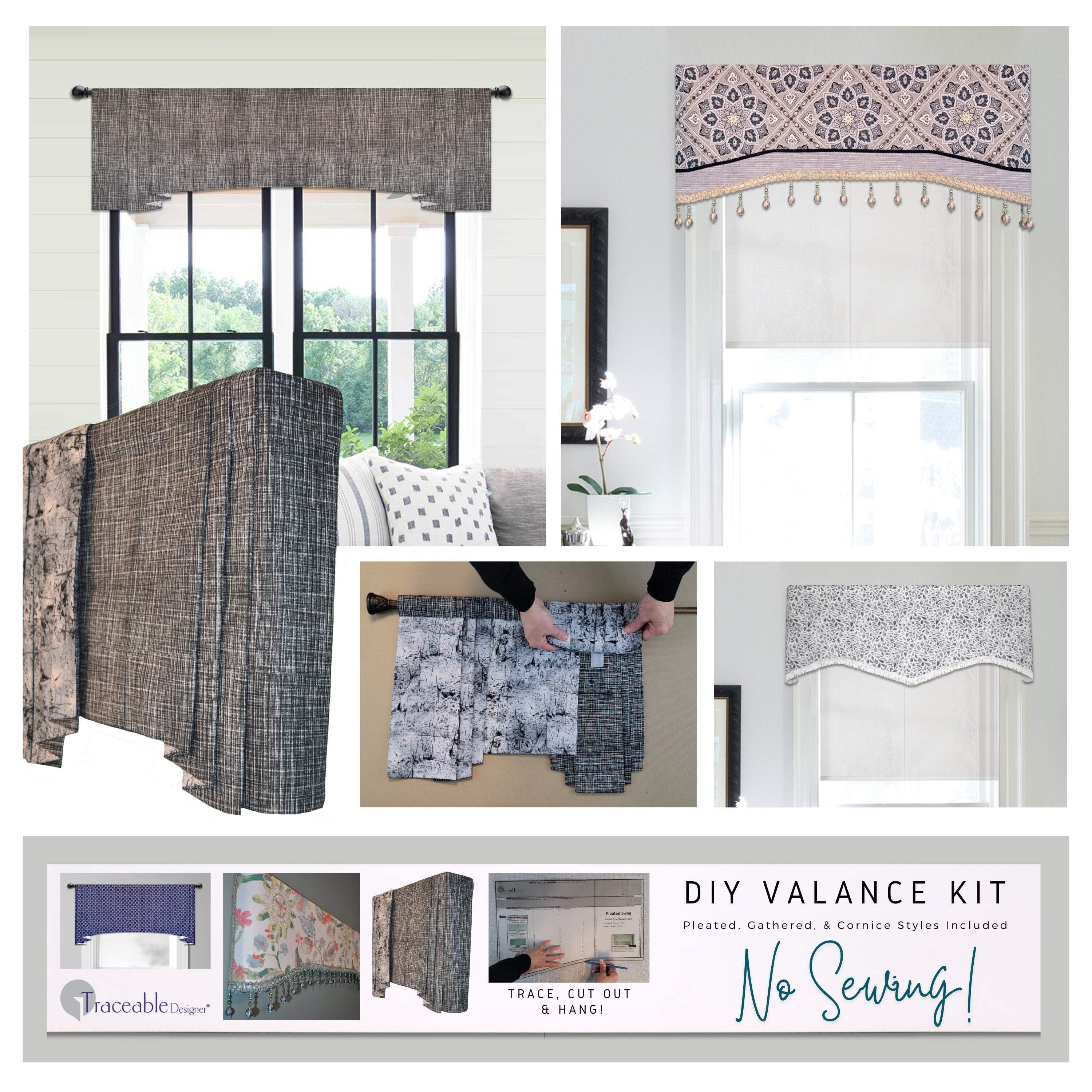 DIY Curtain Valance Kit, No-Sew Home Decor, Rod Pocket - Walmart.com