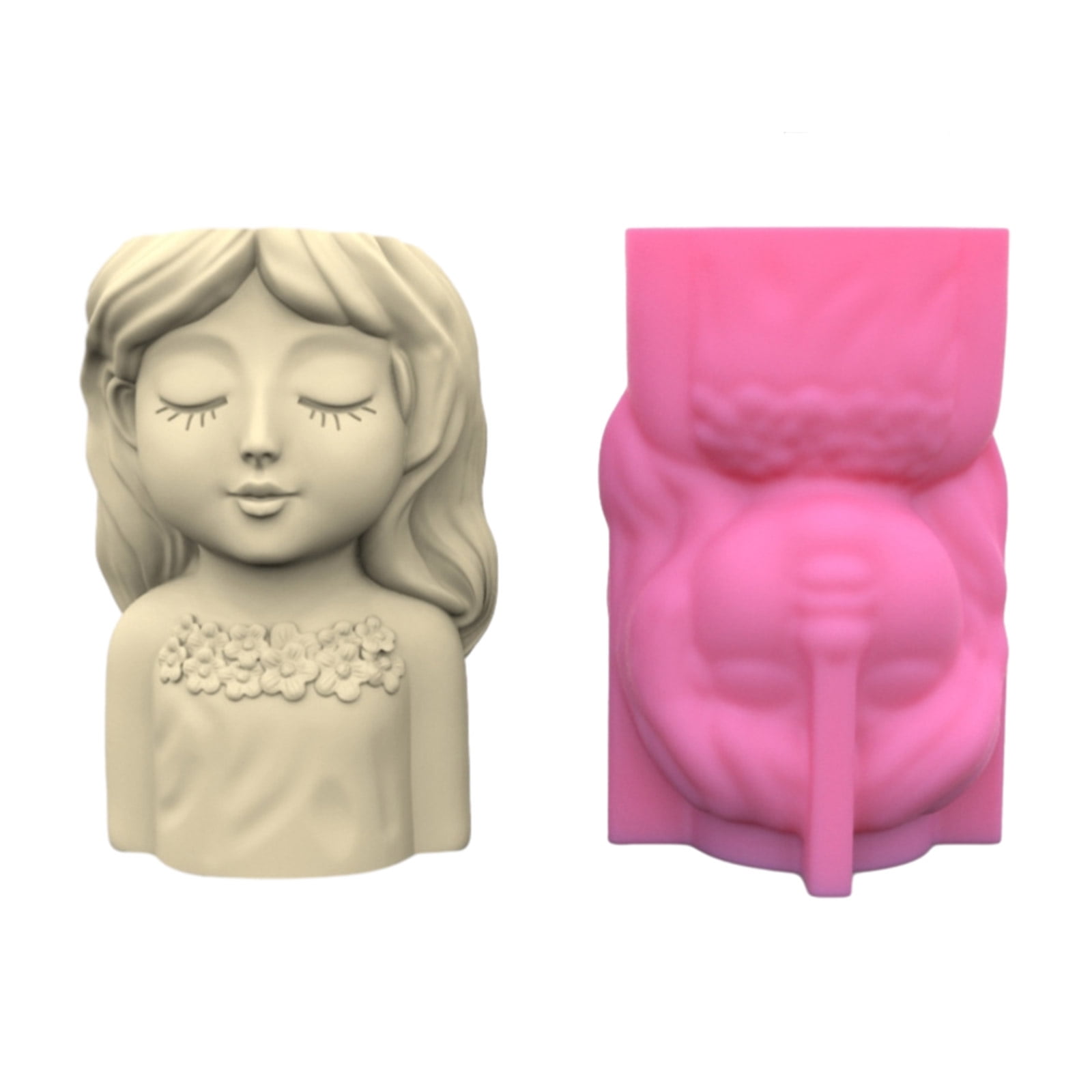 DIY Cute Girls Flower Pot Silicone Molds Pen Holder Epoxy Resin Mold ...