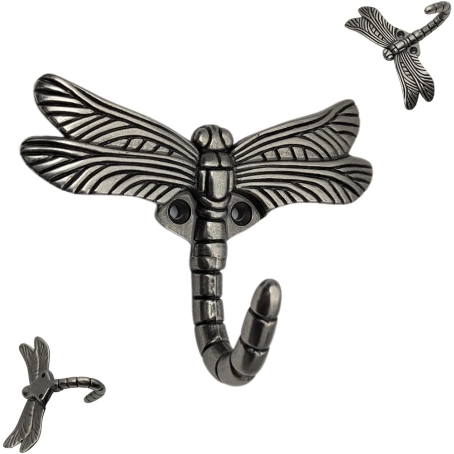 DIY Décor Hub-Set of 6 Dragonfly Hooks- Antique Silver - Walmart.com