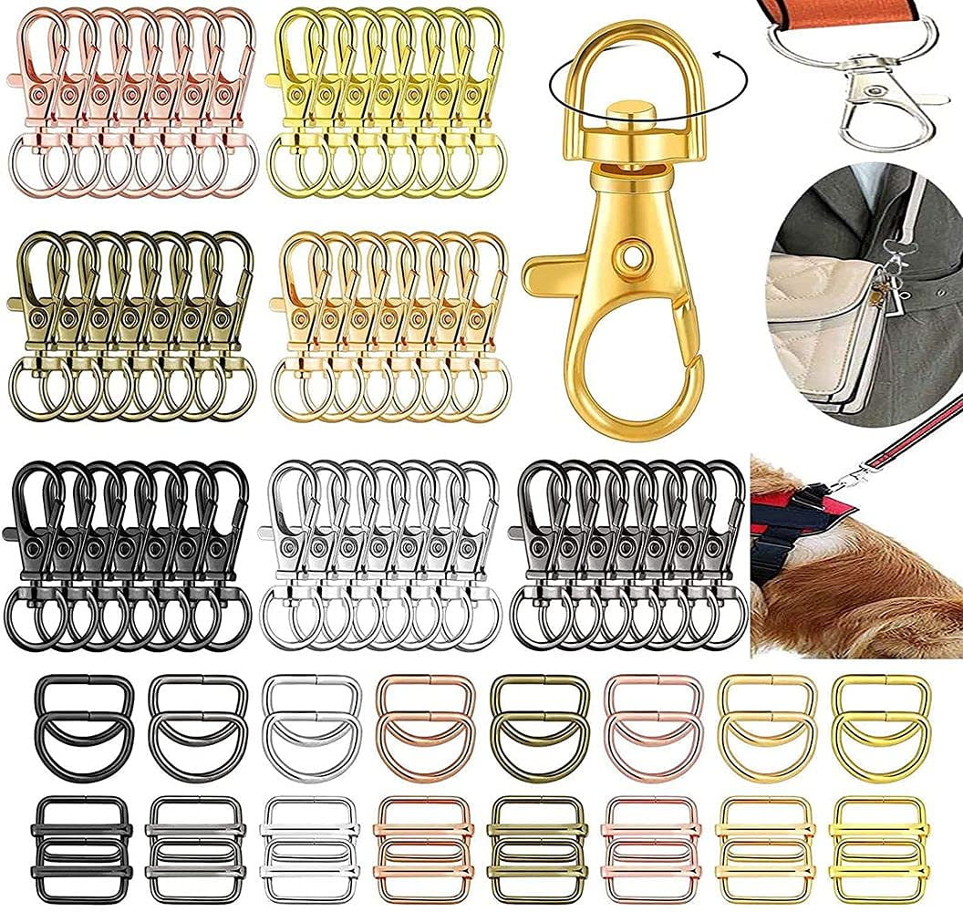 DIY DIYC14092 Crafts Round Swivel Clasps D Rings Slide Buckles Set Lanyard Snap Hooks Keychain ...