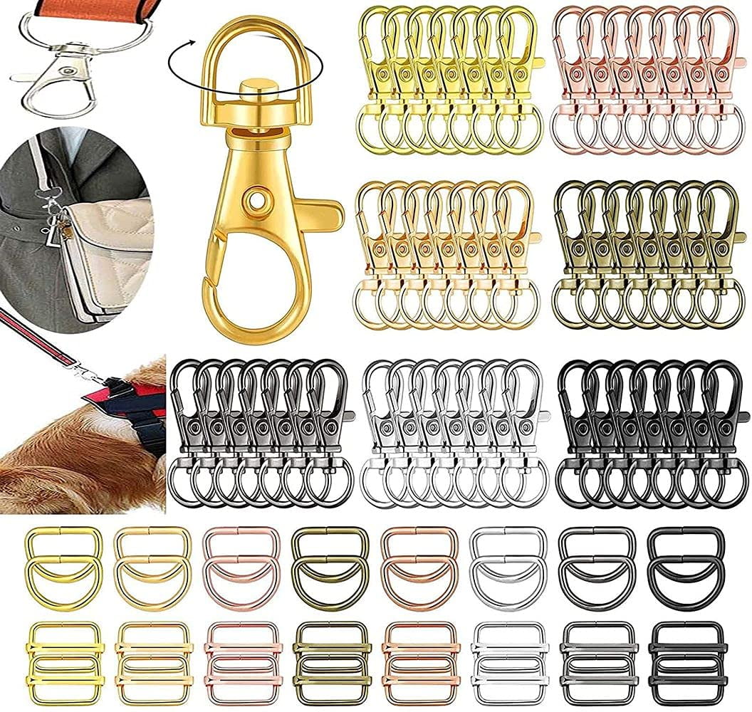 DIY DIYC14198 Crafts Round Swivel Clasps with D Rings Slide Buckles Set Lanyard Snap Hooks ...